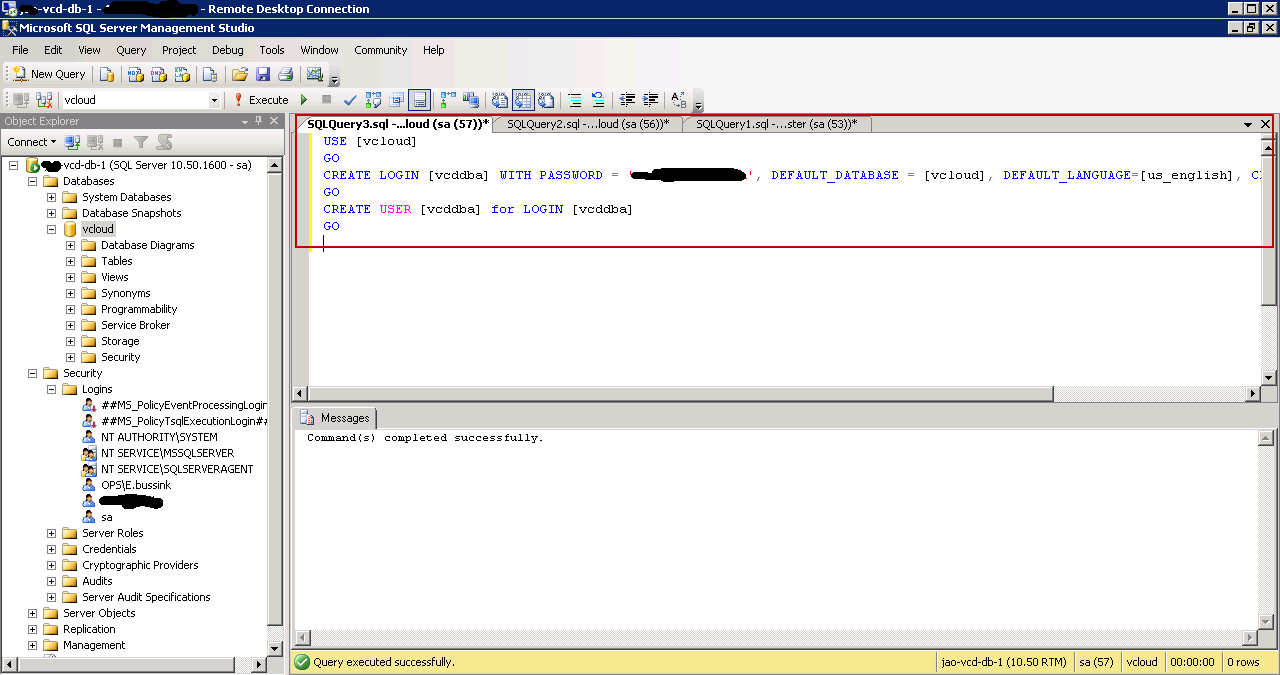 vCloud Director 1.5 database creation using Transact-SQL | Erik Bussink