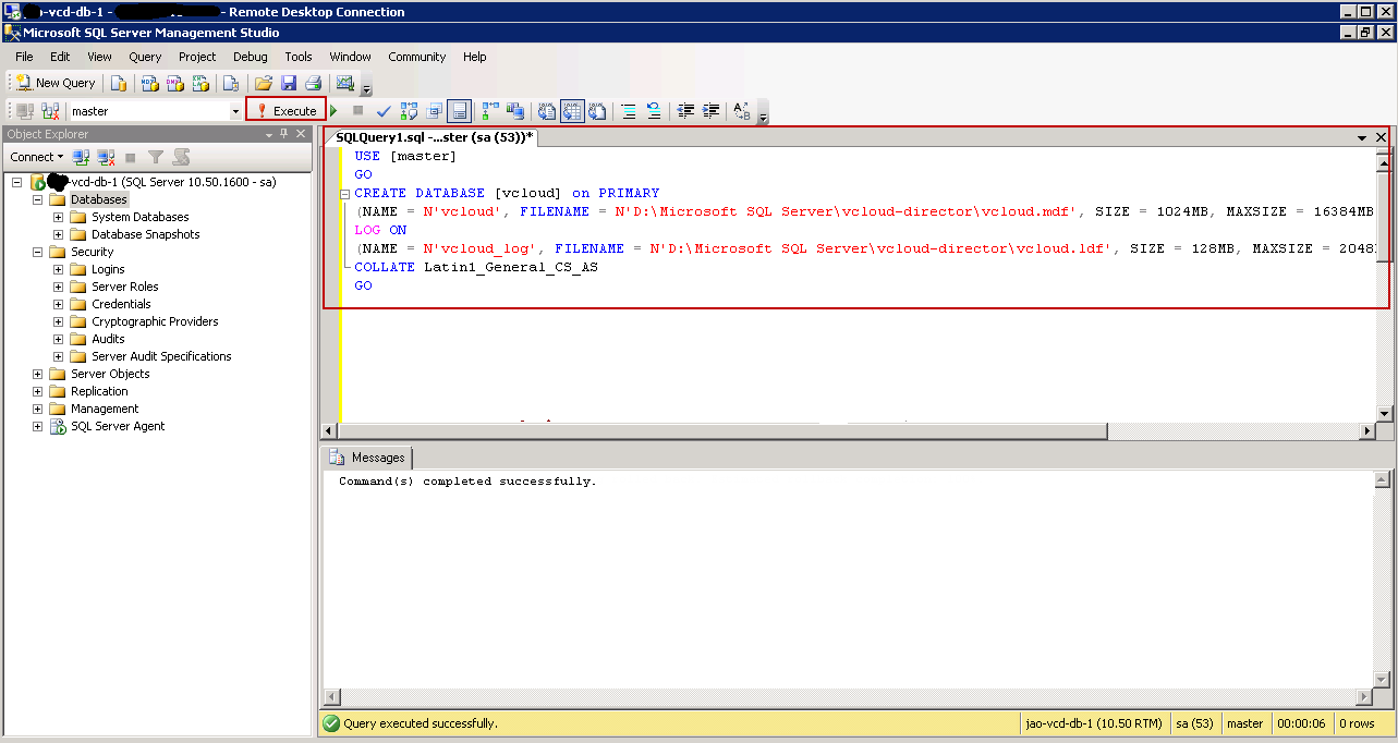 vCloud Director 1.5 database creation using Transact-SQL | Erik Bussink