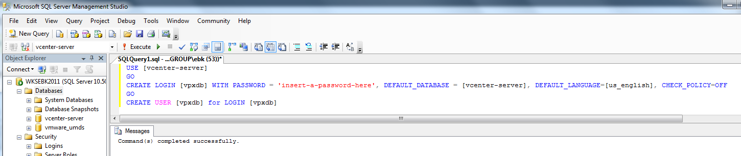 Create vCenter database quickly with Transact-SQL | Erik Bussink