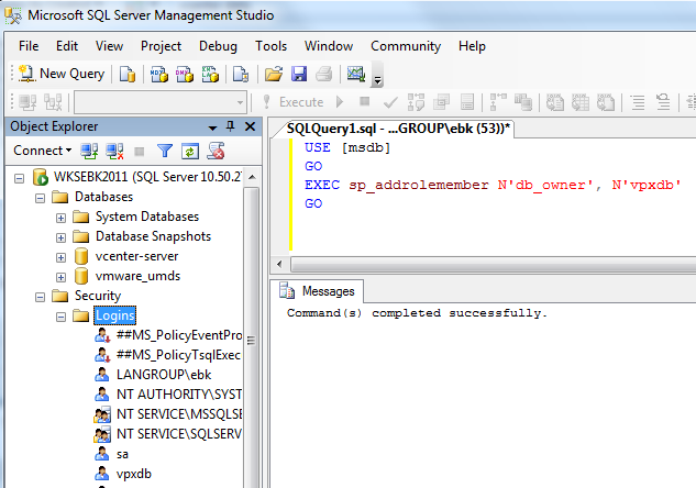 Create vCenter database quickly with Transact-SQL | Erik Bussink
