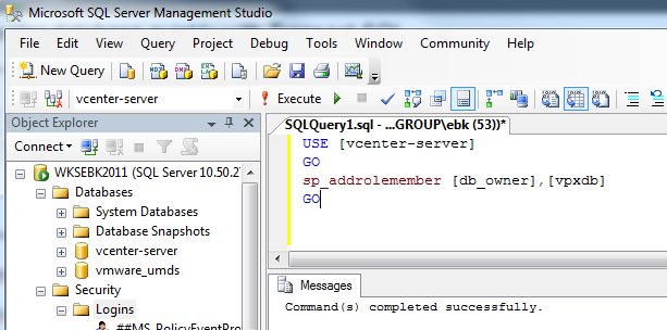 Create vCenter database quickly with Transact-SQL | Erik Bussink