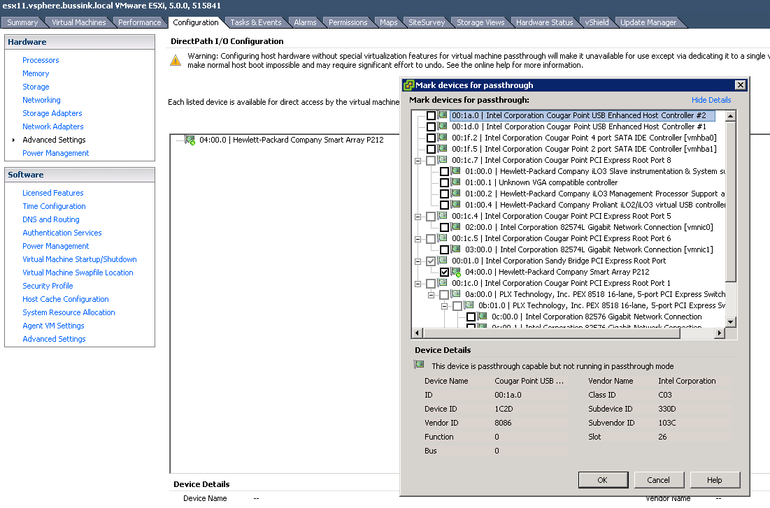 HP ML110 G7 and VT-d DirectPath I/O Configuration and VMware FT | Erik ...