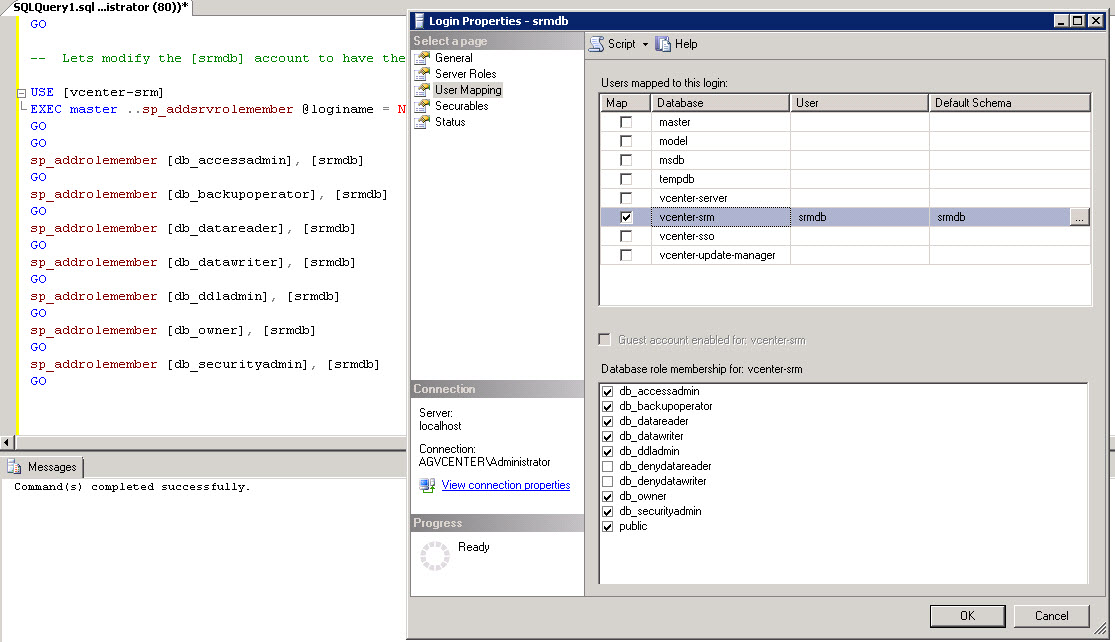 vCenter SRM 5.1 database creation using Transact-SQL | Erik Bussink